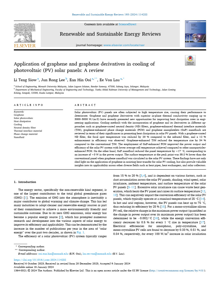 Graphene for Cooling Solar PV Panels | PDF | Photovoltaics | Solar Cell