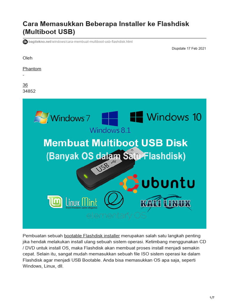 Cara Memasukkan Beberapa Installer Ke Flashdisk Multiboot USB | PDF