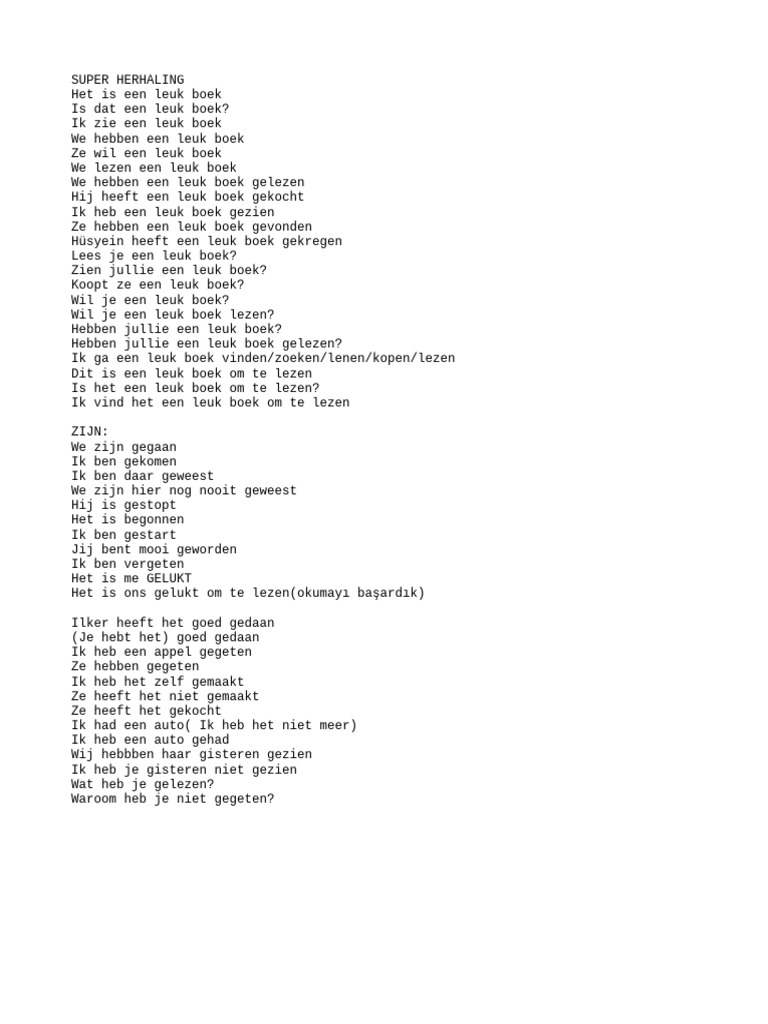 Les 20 SUPER HERHALING (PERFECTUM-ZIJN, HEBBEN) | PDF