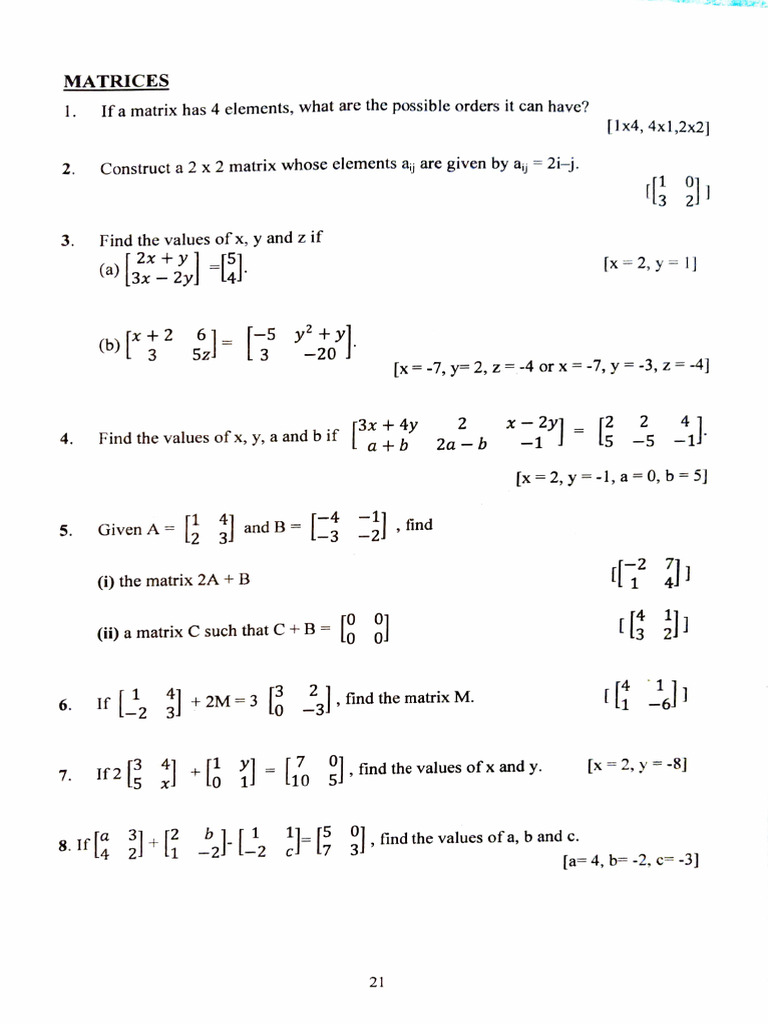 Matrices 2 | PDF | Matrix (Mathematics) | Linear Algebra