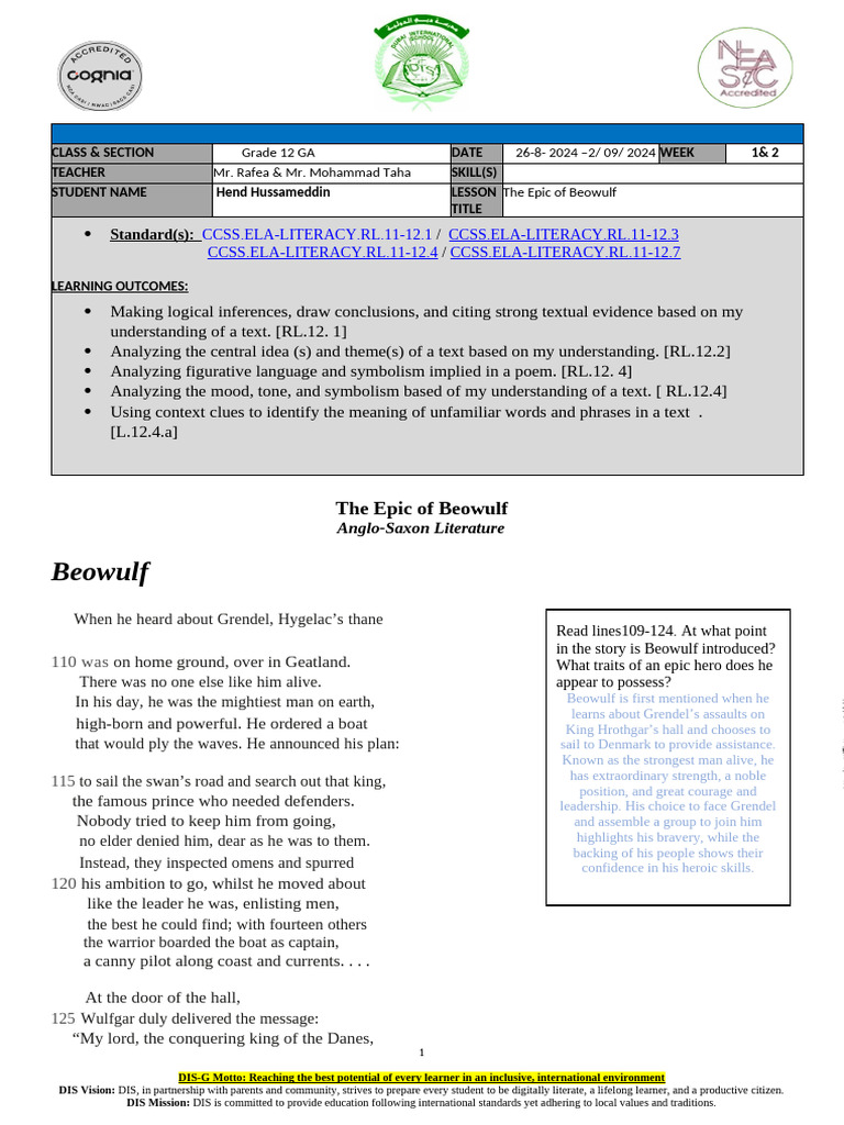 Beowulf Section 3 | PDF | Beowulf | English Heroic Legends