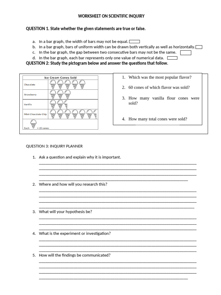 Worksheet On Scientific Inquiry | PDF | Scientific Method | Graph Theory