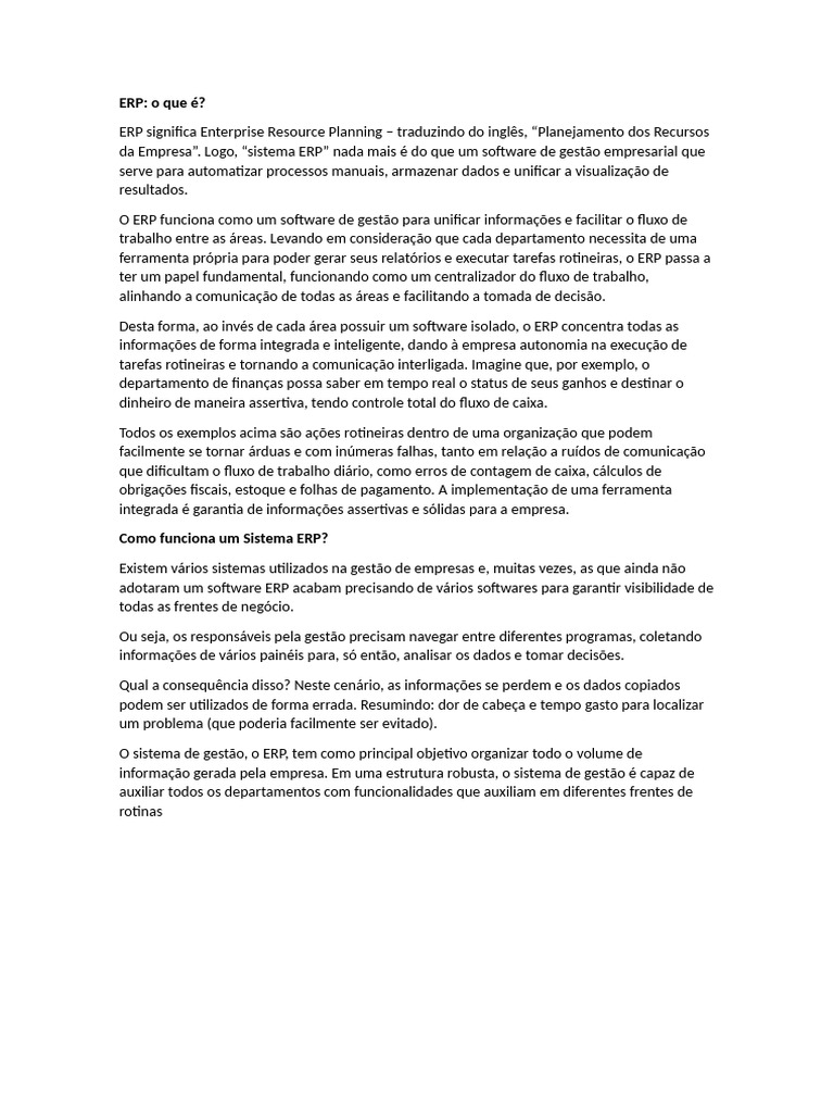O Que É ERP | PDF