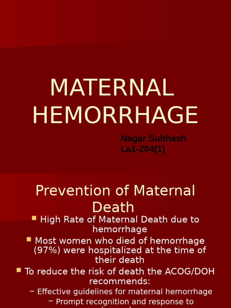 5maternal Hemorrhage Risk Assessment Presentation | PDF | Maternal ...