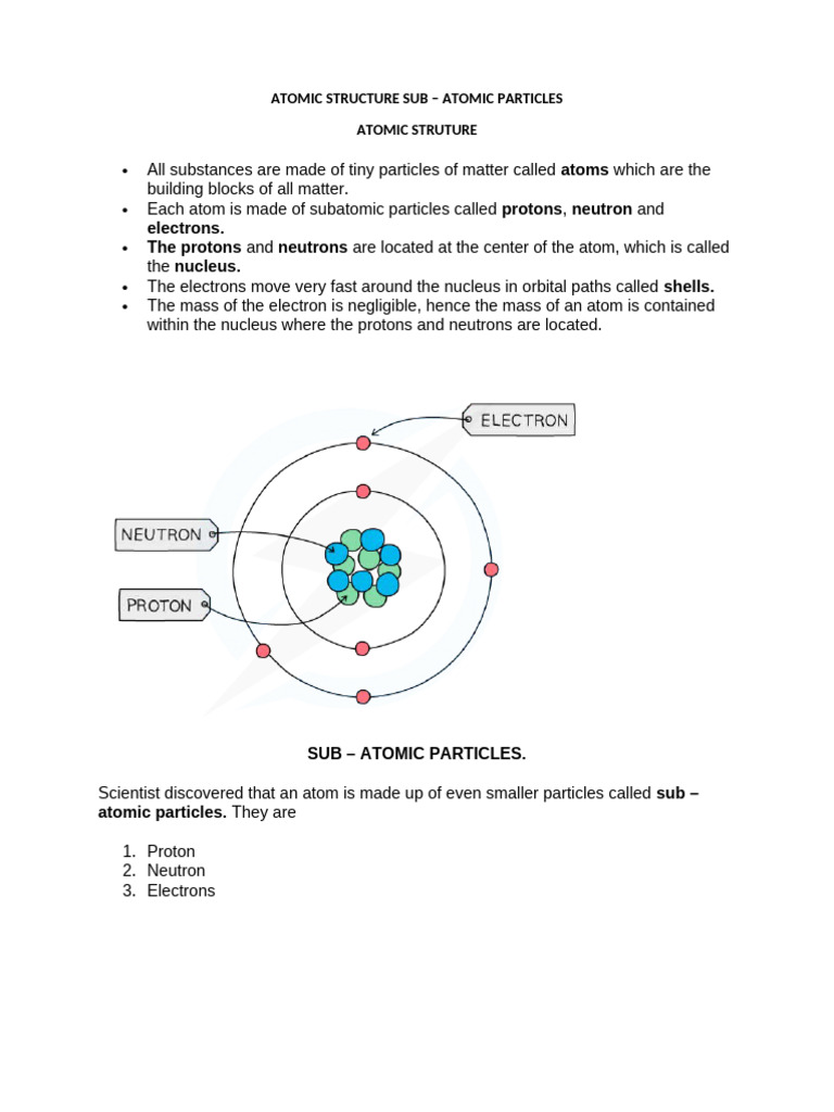 Note On Atomic Structure Pdf Atoms Atomic Nucleus