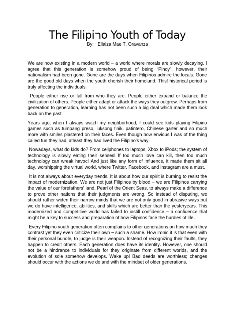 The Filipino Youth of Today | PDF