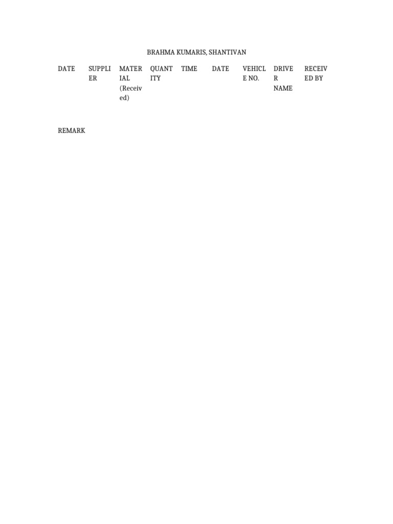 Material Receipt Form Exact | PDF