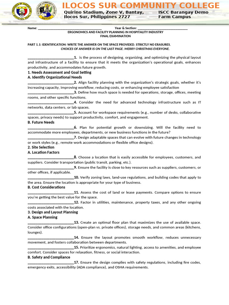 Final Exam Ergo 2024 Pdf Energy Conservation Regulatory Compliance