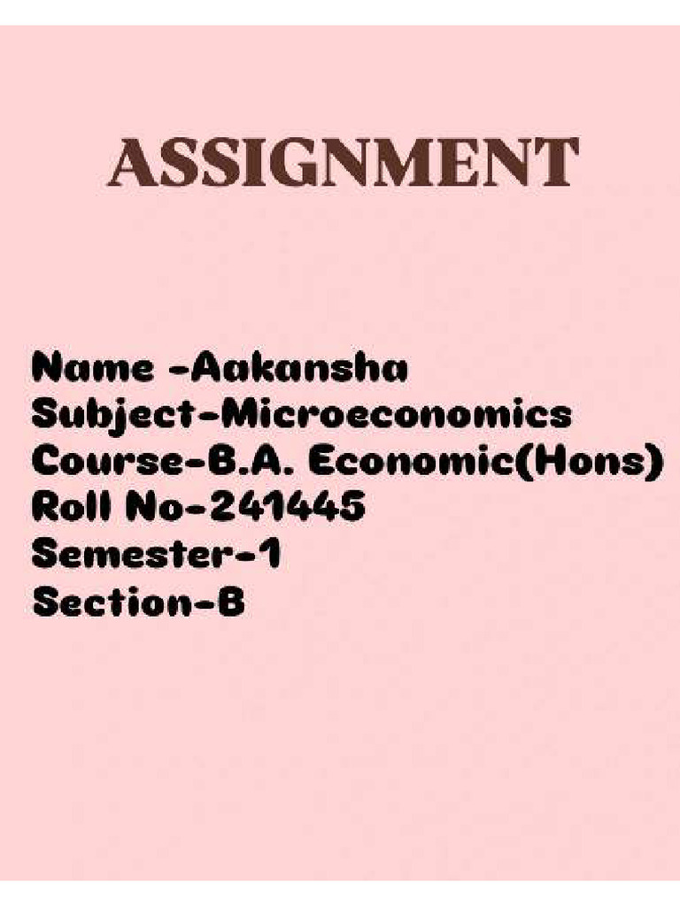 Microeconomics Assignment | PDF