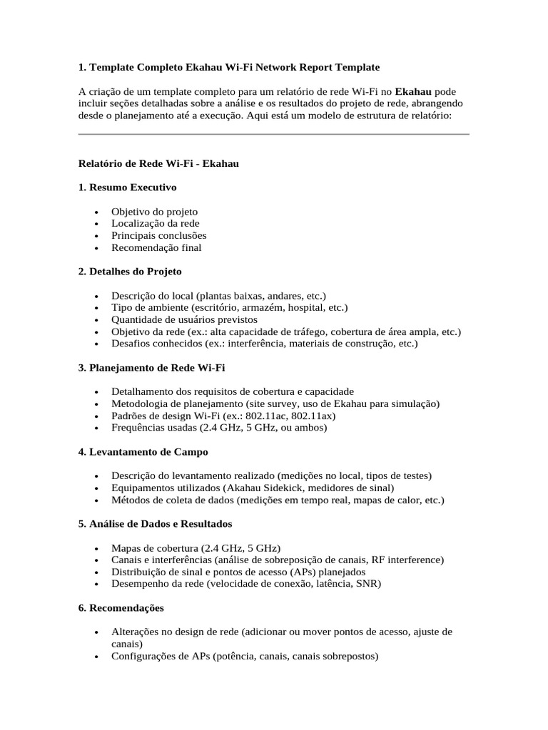 Template Completo Ekahau Wi-Fi Network Report Template | PDF | Rede de ...