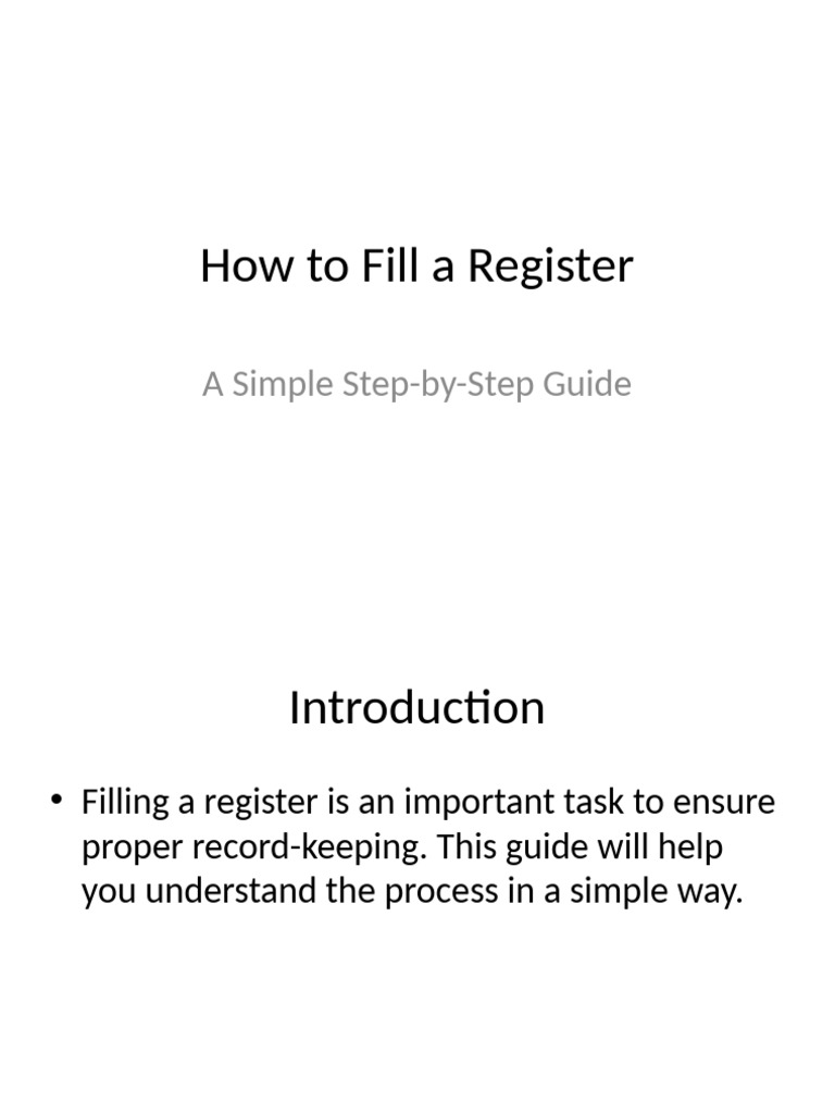 Step-by-Step Guide to Filling a Register | PDF