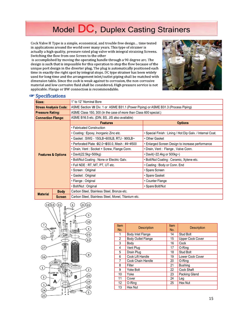 Duplex Casting Strainers Overview | PDF | Screw | Mechanical Engineering