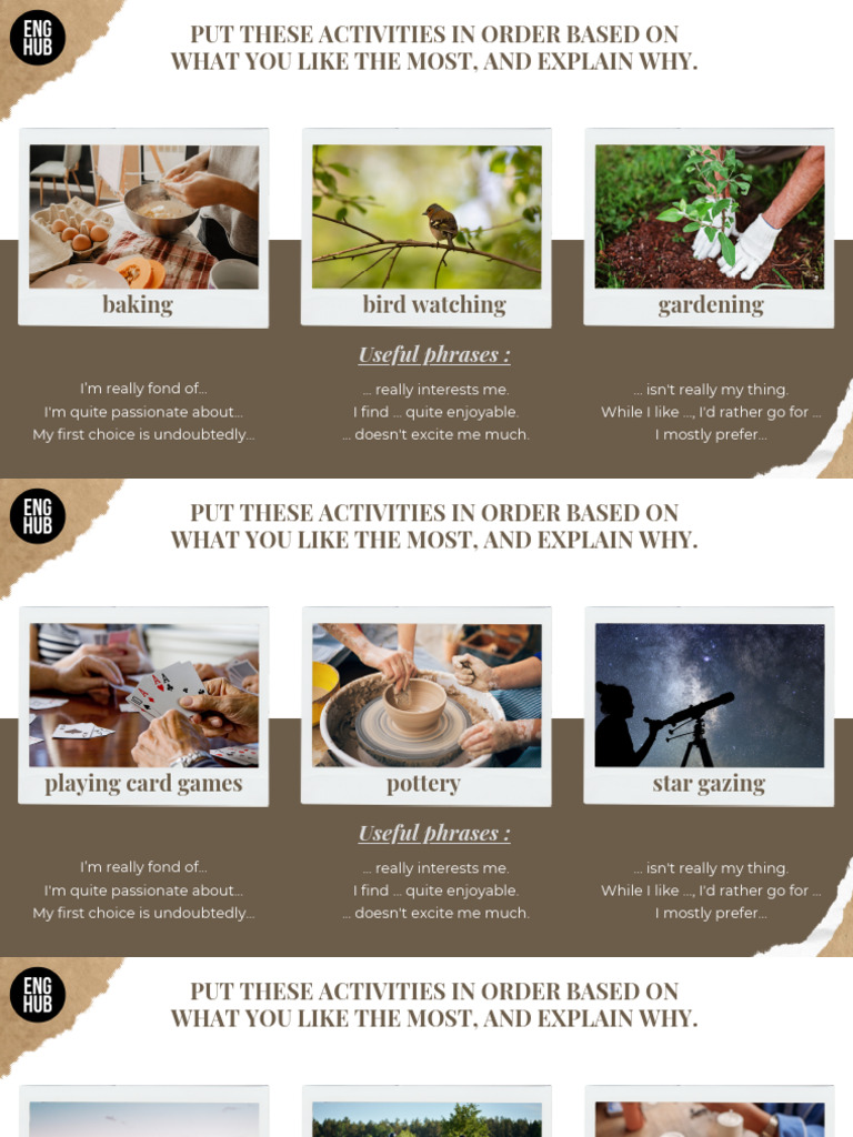 Ranking Favorite Activities and Reasons | PDF