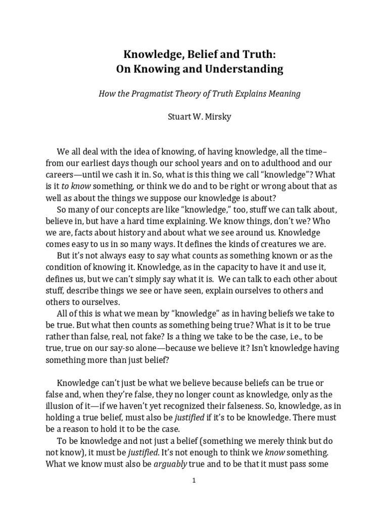 Pragmatism and Truth Explained | PDF | Knowledge | Truth