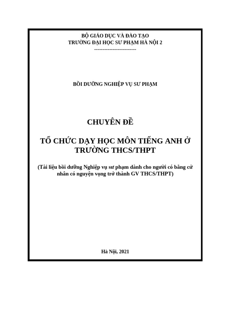 bản dịch TA TỔ CHỨC DH MÔN TIẾNG ANH Ở TRƯỜNG THCS | PDF | Differentiated Instruction | Teachers