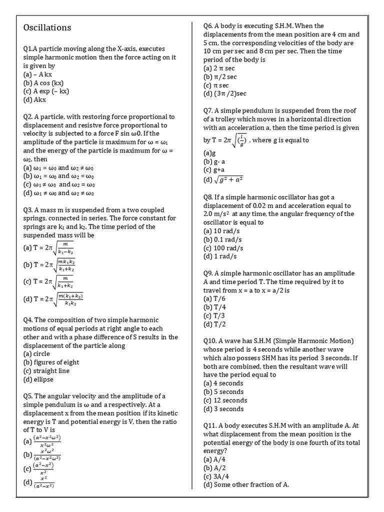 Oscillations Final | PDF | Oscillation | Quantity