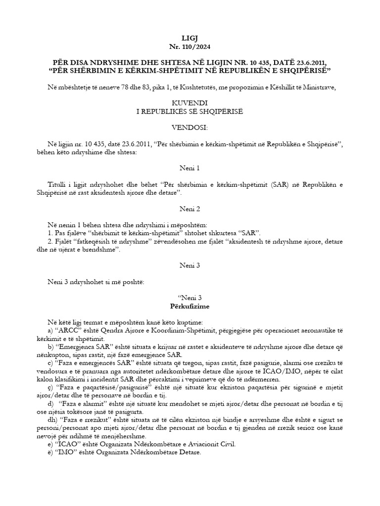 Ligj 2024 10 31 110 SAR Compressed | PDF