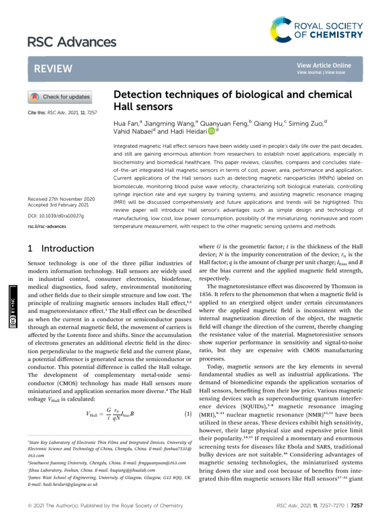 Hall Sensor Array RSC | PDF | Sensor | Electricity