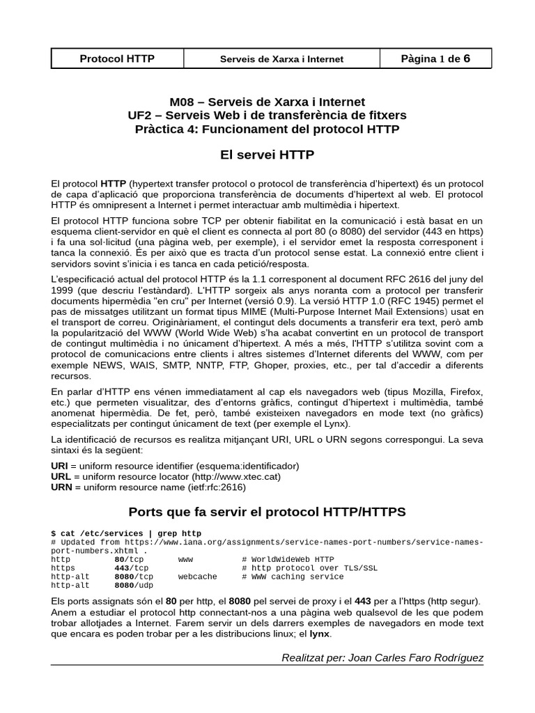 Pràctica 4 - Protocol HTTP | PDF
