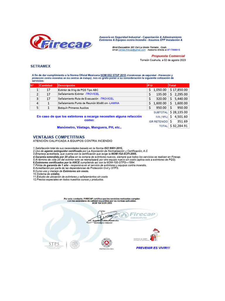 Cotizacion FIRECAP (Patio # 2) | PDF