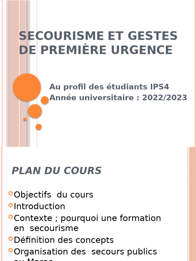 Cours Secourisme Final | PDF | Médecine clinique