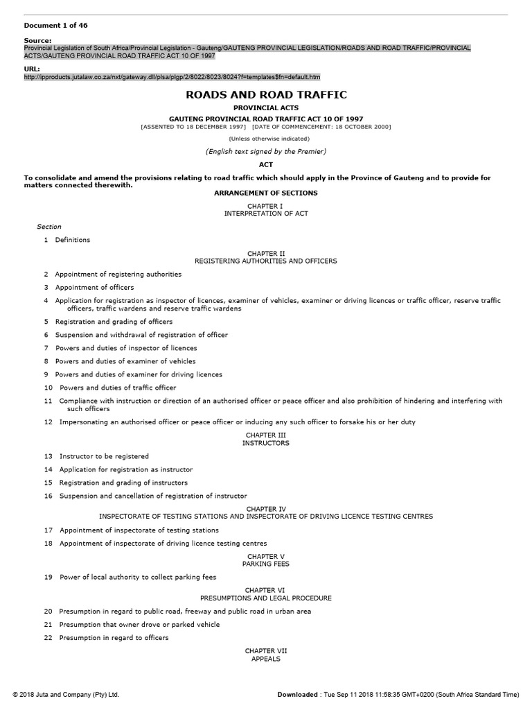 Gauteng Provincial Road Traffic Act 1997 | PDF | Driver's License | License