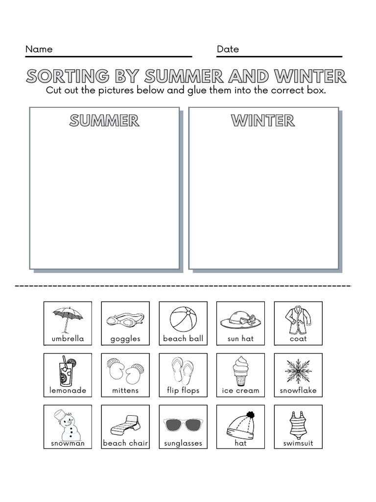 Summer and Winter Sorting Activity | PDF