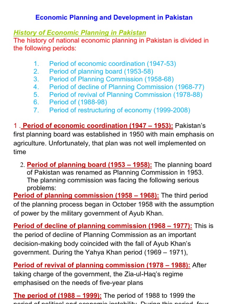 Economic Planning in Pakistan | PDF | Politics Of Asia | Government Of ...