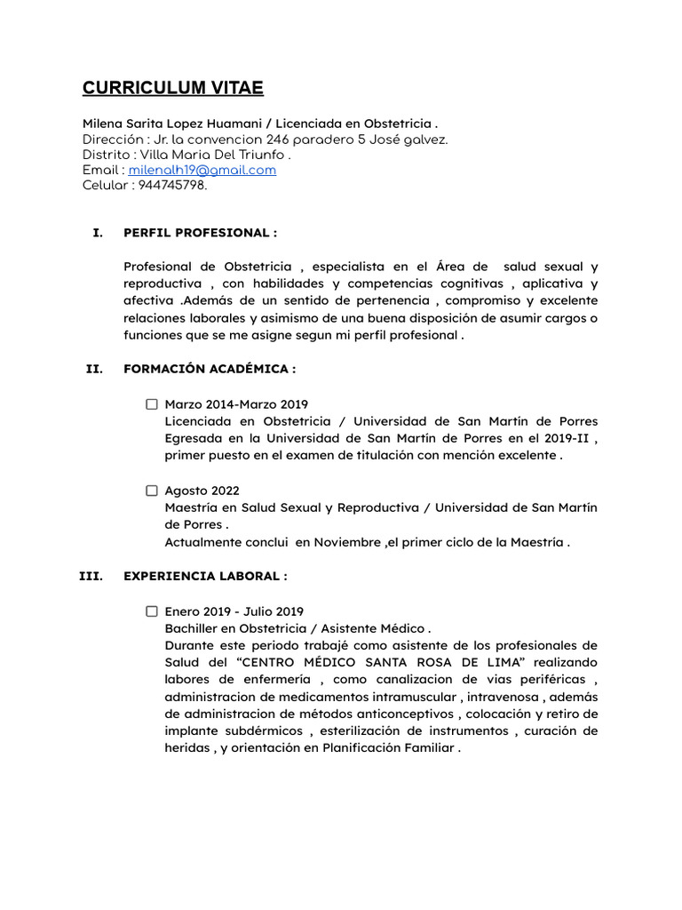 CV Lopez H | PDF | Partería | Hospital