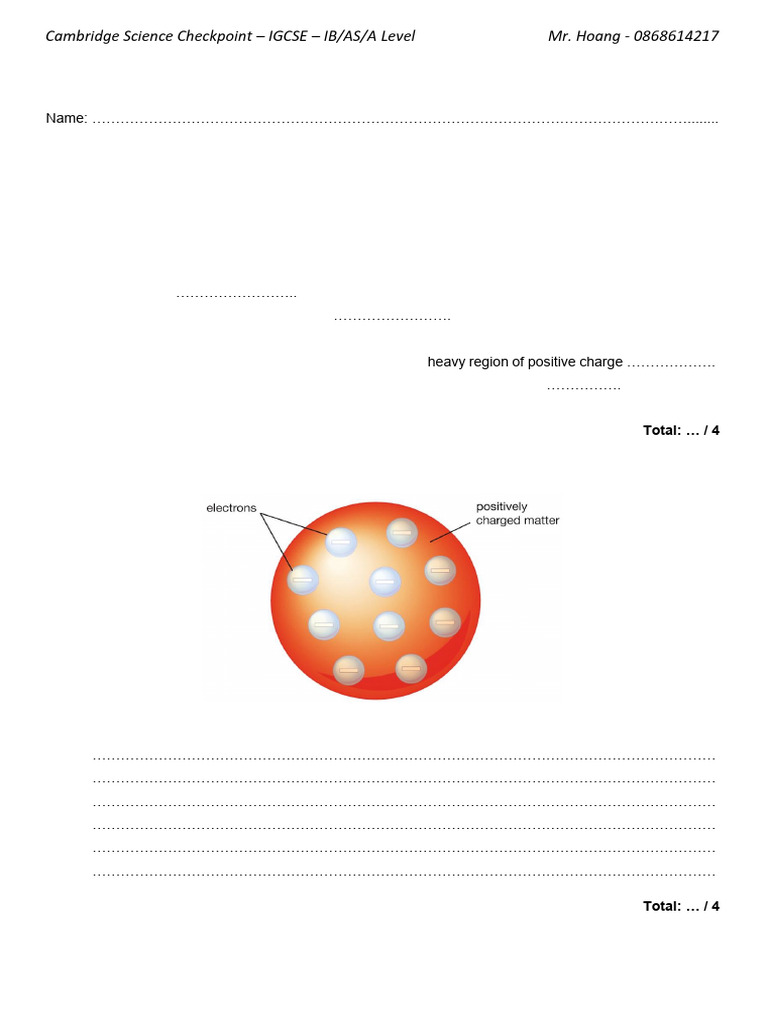 Cambridge Science Checkpoint: Atom Structure | PDF | Atomic Nucleus | Atoms