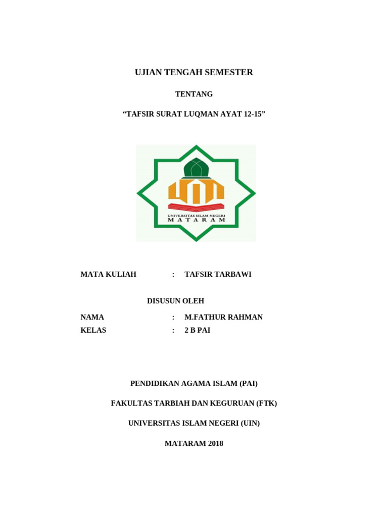 Tafsir Surat Luqman untuk PAI | PDF