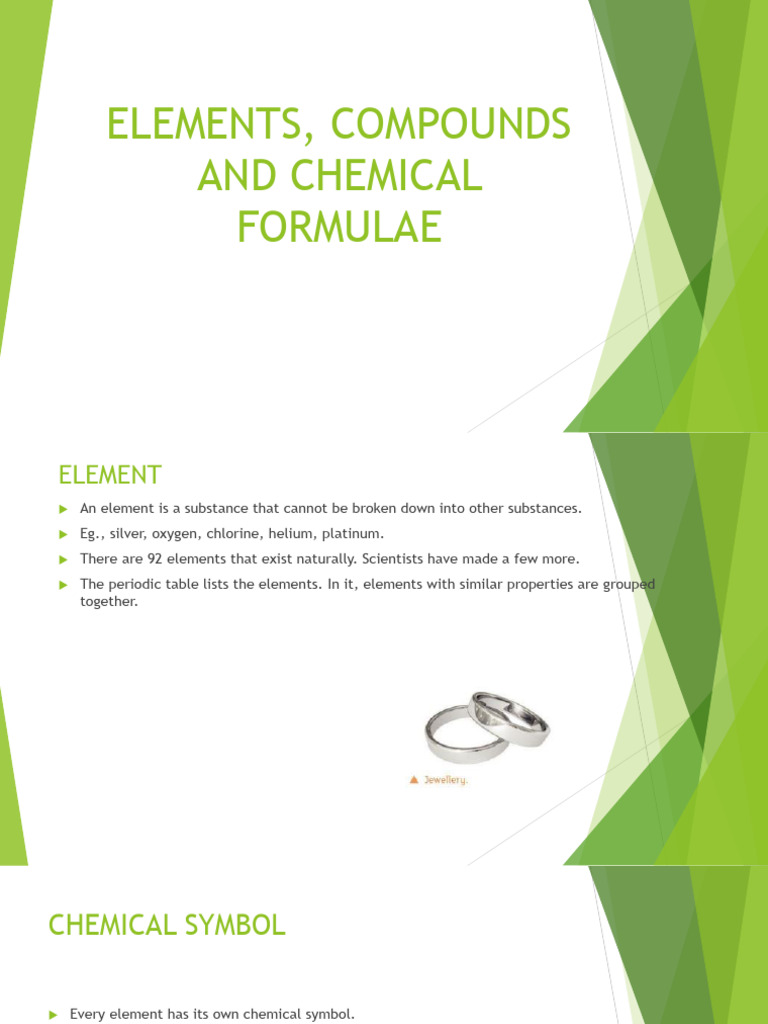Elements, Compounds and Chemical Formulae | PDF | Chemical Elements | Chemical Compounds
