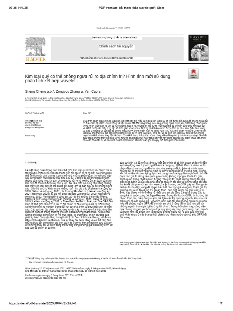 PDF translate - bài tham khảo wavelet.pdf - Sider | PDF