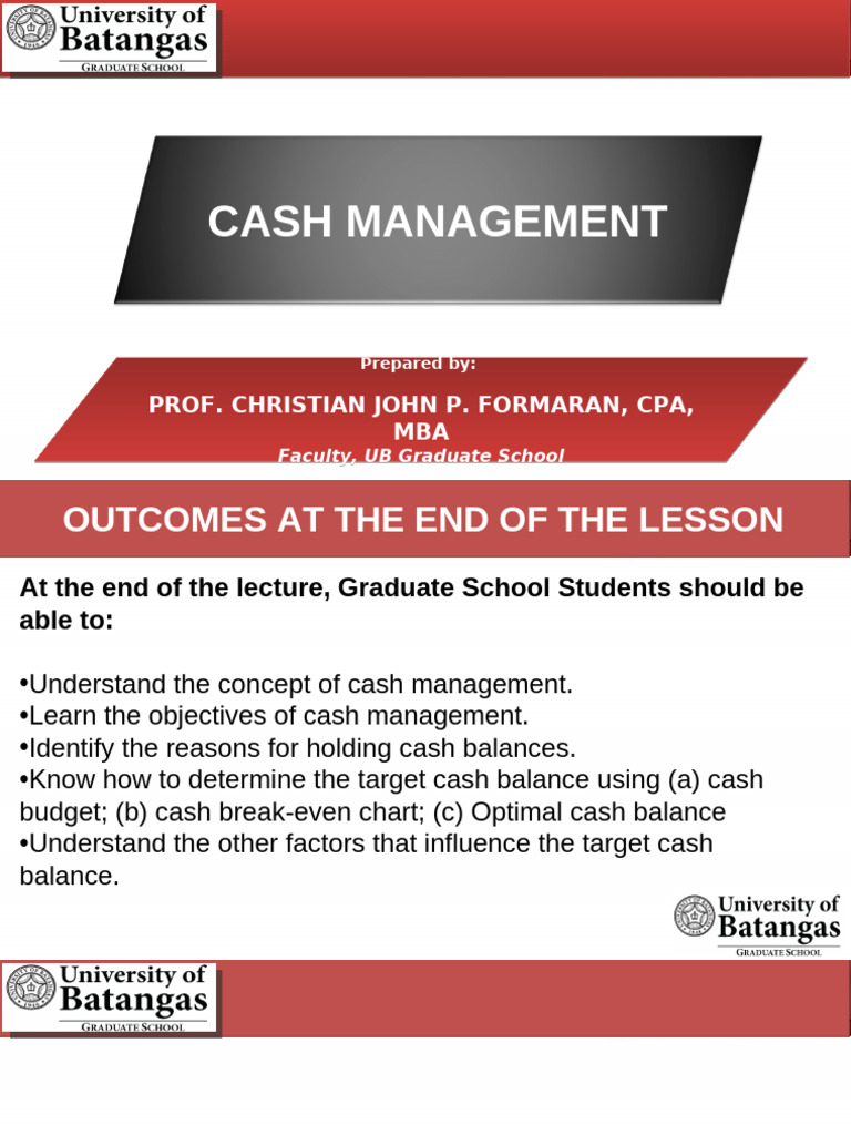 Lesson 13. Cash Management | PDF | Cash | Market Liquidity