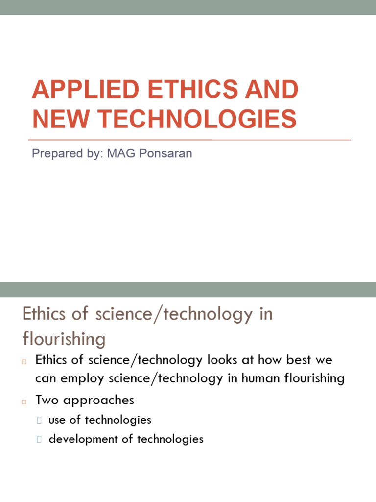 Applied Ethics and New Technologies | PDF | Science