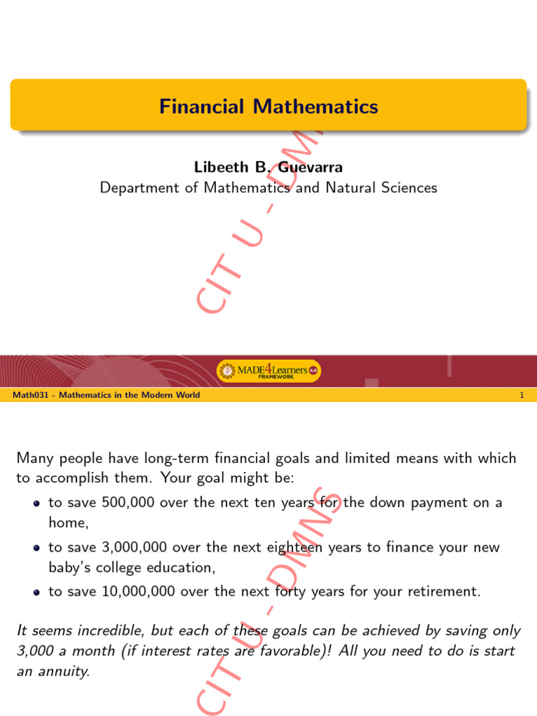 Mathematics of Finance2 | PDF | Bonds (Finance) | Stocks