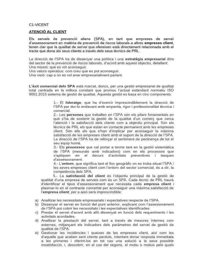 Atenció Al Client | PDF