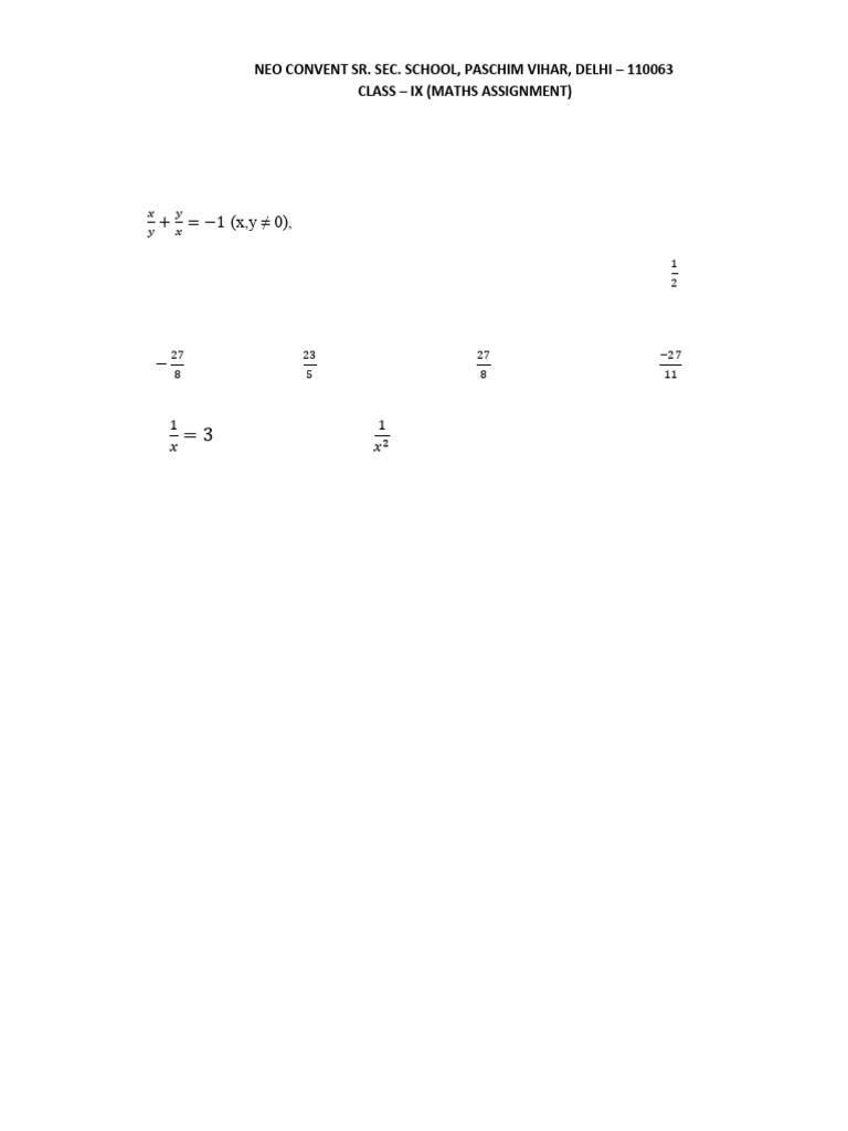 Class IX Maths Assignment Questions | PDF | Cartesian Coordinate System ...