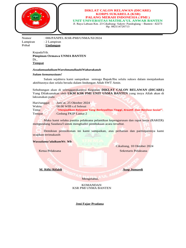 Surat Undangan ORMAWA | PDF