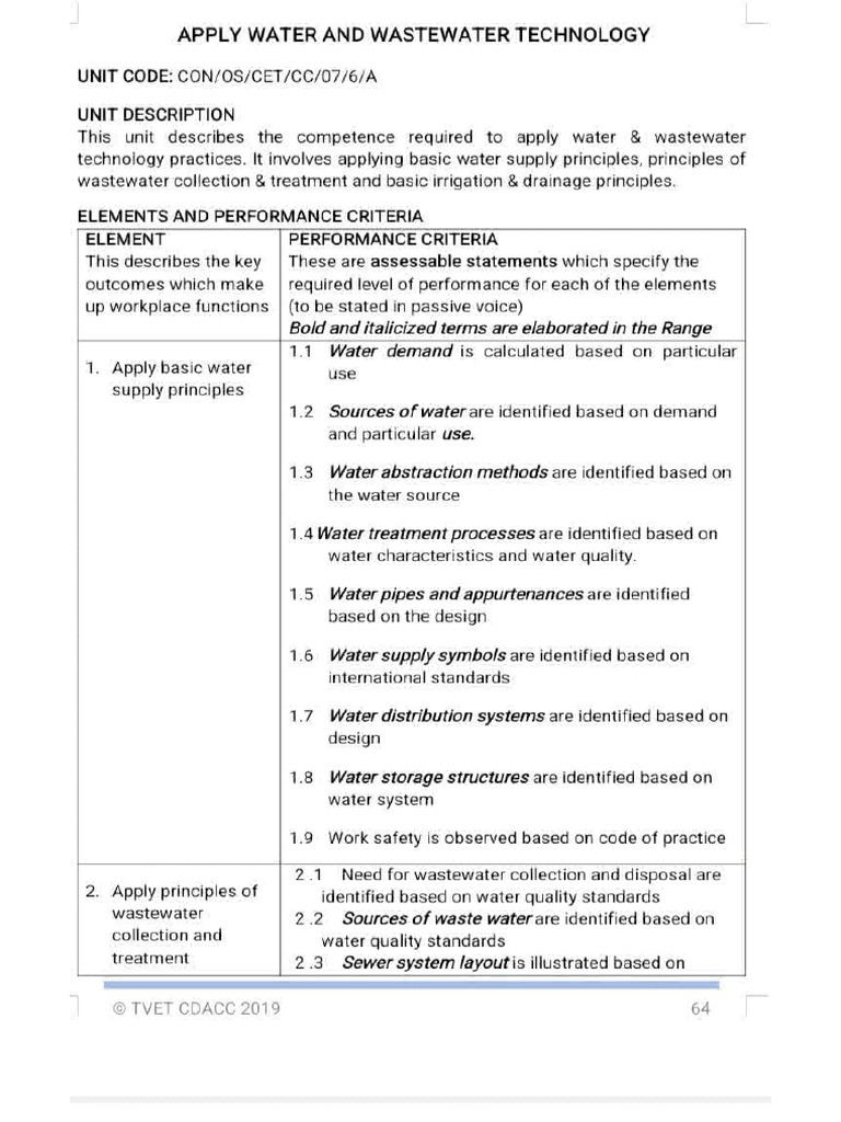 Water and Water Waste Management, Course Outline | PDF