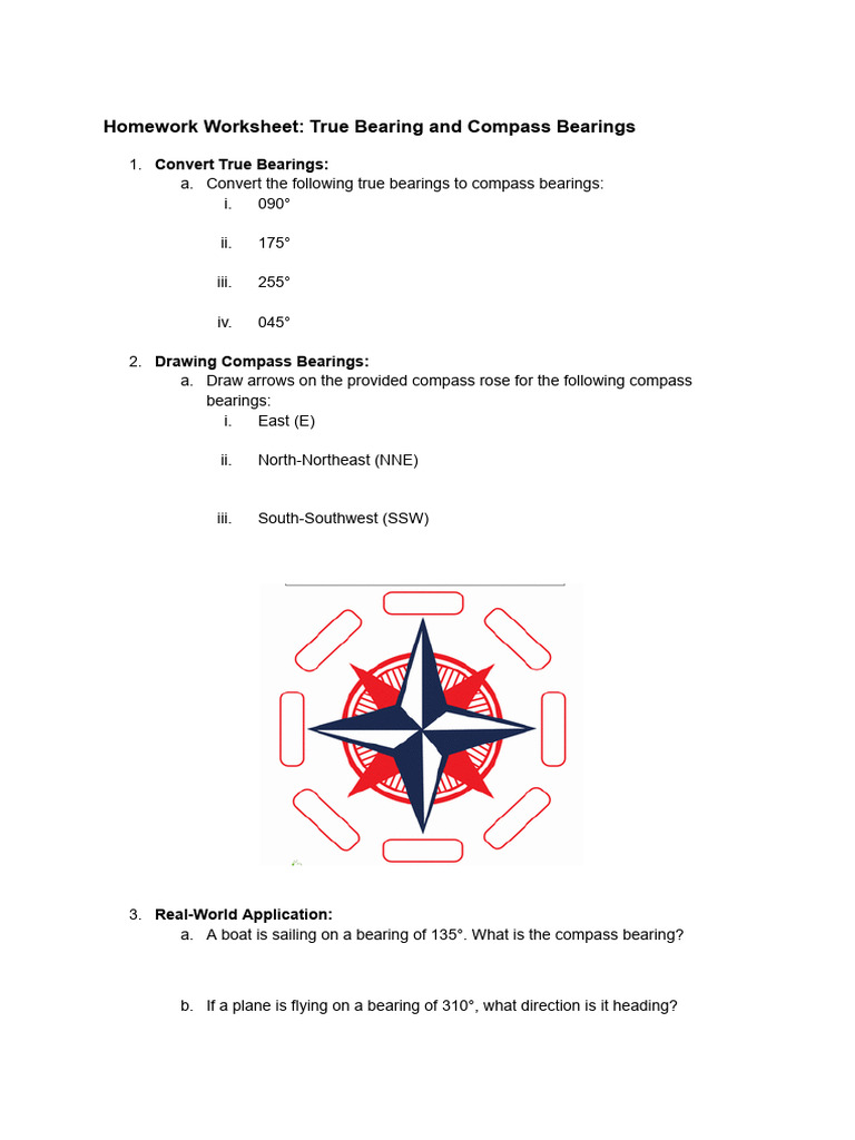 True vs. Compass Bearings Worksheet | PDF