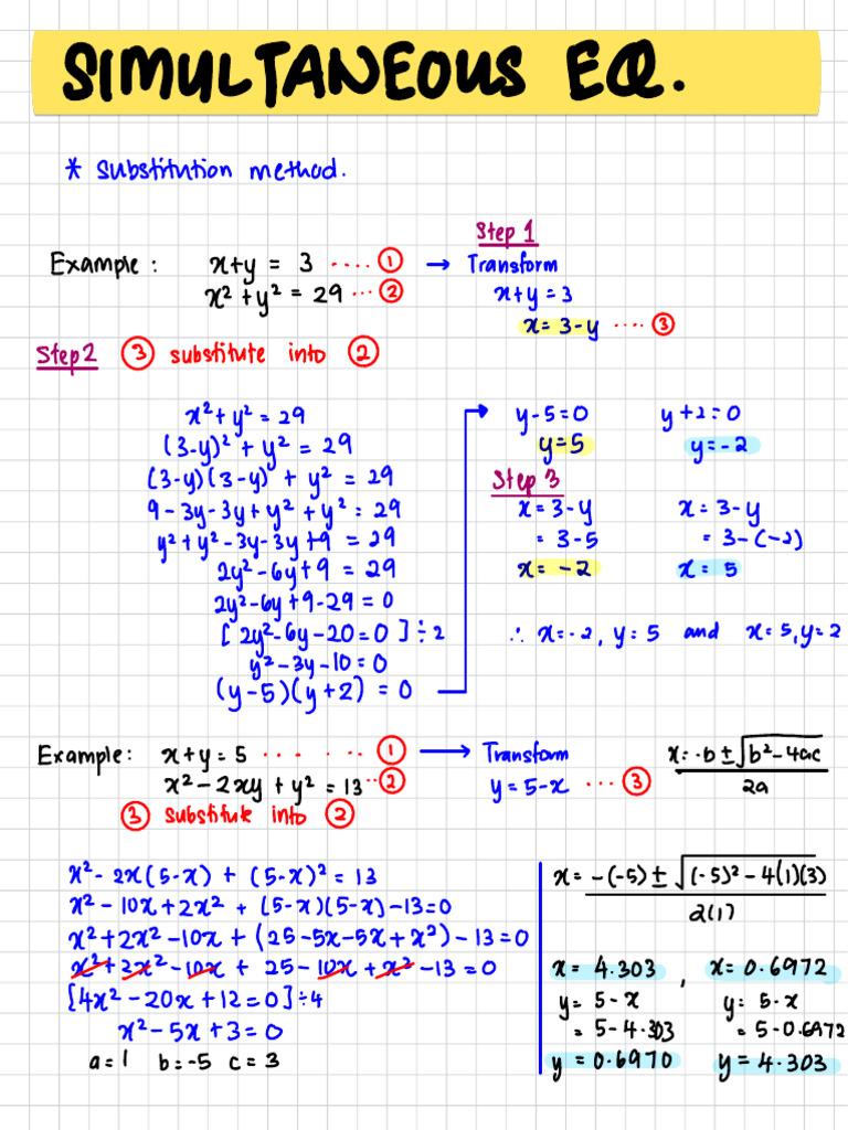 Simultaneous Equations 2 | PDF