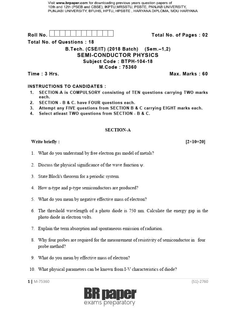 SCP(1st-2nd)May2019 | PDF | Semiconductors | Electrical Resistivity And Conductivity