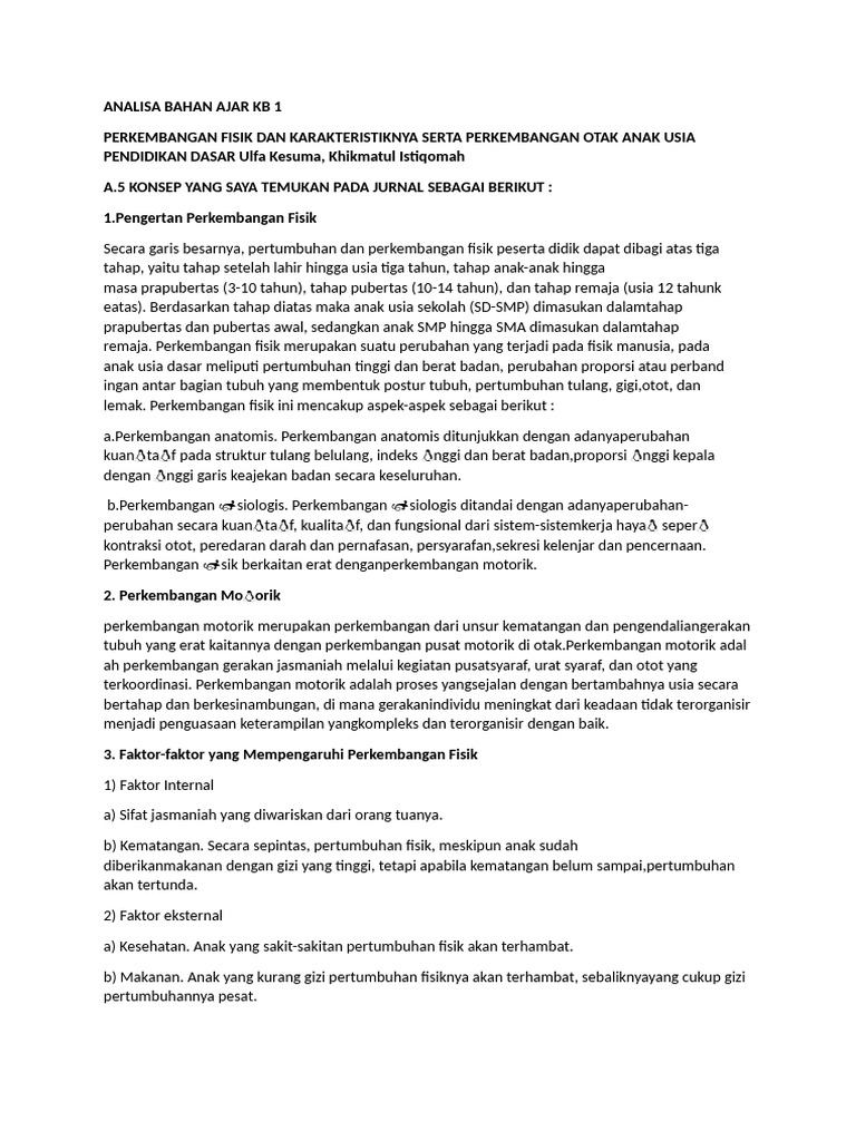 Analisa Bahan Ajar KB 1 | PDF
