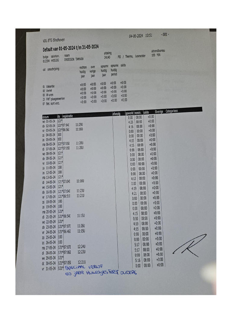 Uren Tamara Mei24 | PDF