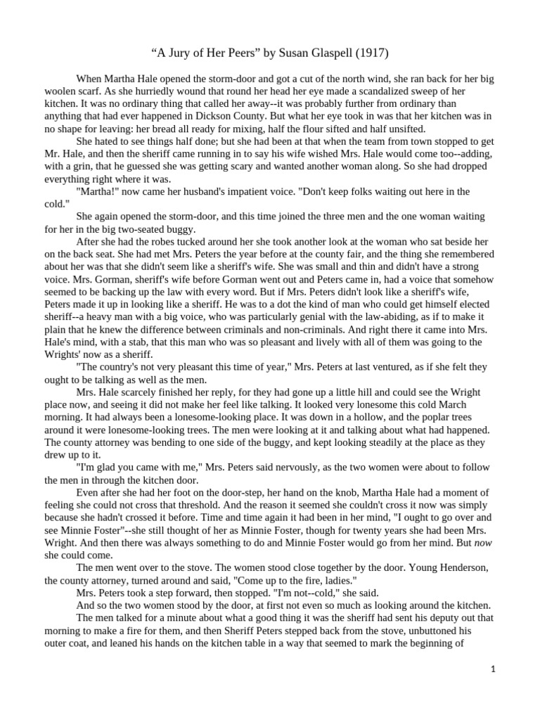 "A Jury of Her Peers: Analysis" | PDF | Quilt