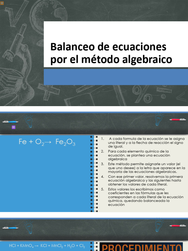 Balanceo de ecuaciones químicas | PDF