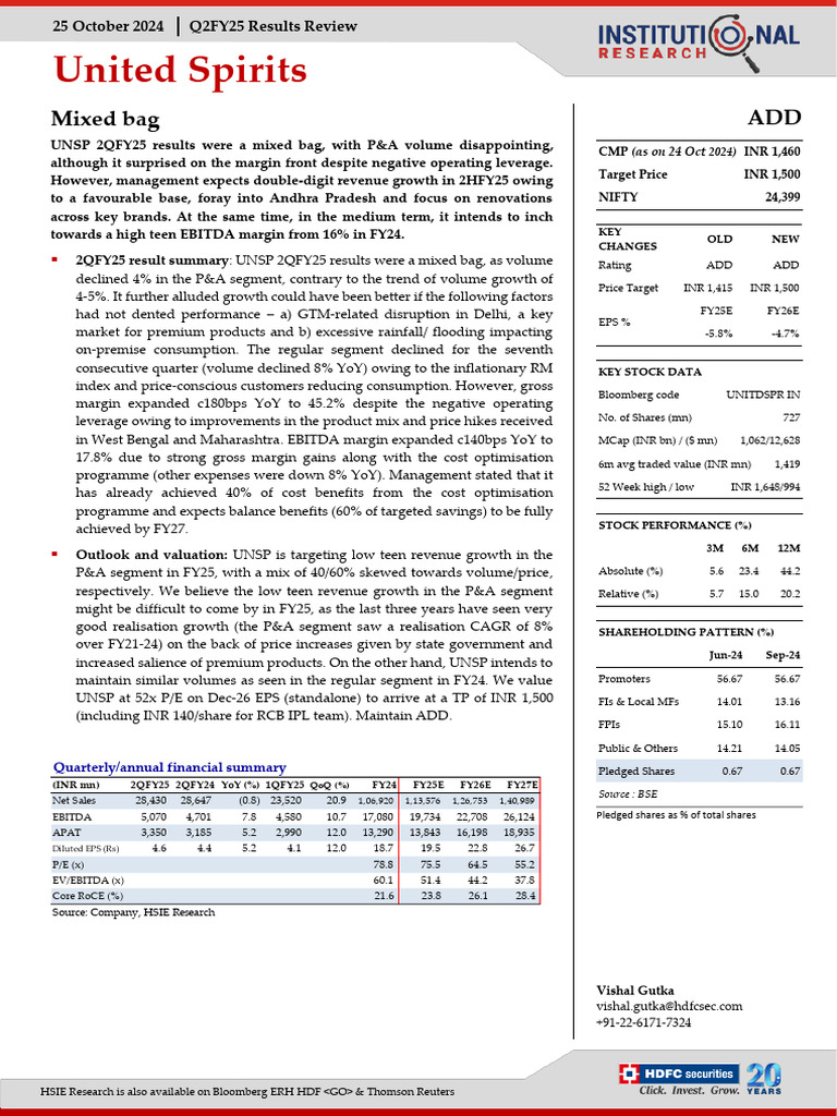 United Spirits - 2QFY25 - HSIE-202410250701585691928 | PDF | Economies ...