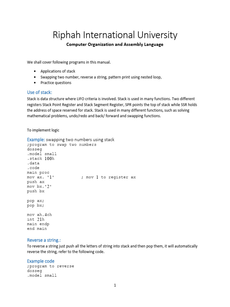 Stack | PDF | String (Computer Science) | Assembly Language