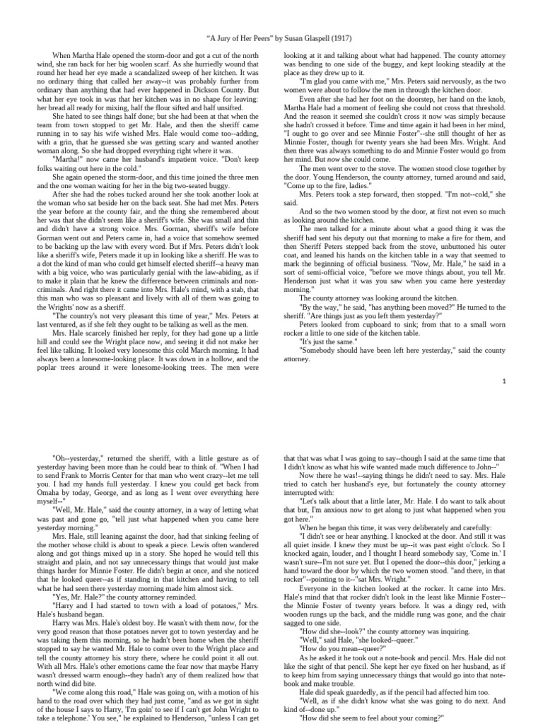 Jury of Her Peers Full Text L - Scape | PDF